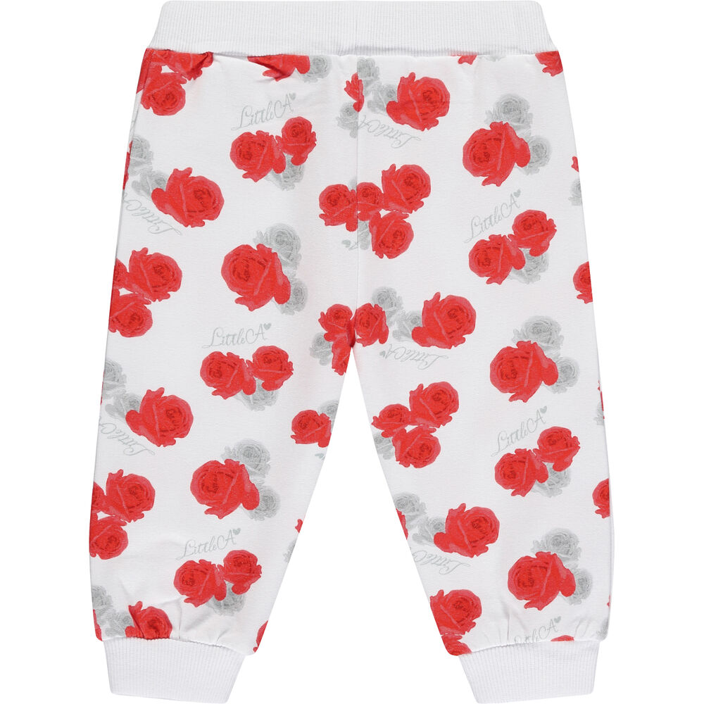Little A Baby Girls White & Red Roses Tracksuit | Junior Couture