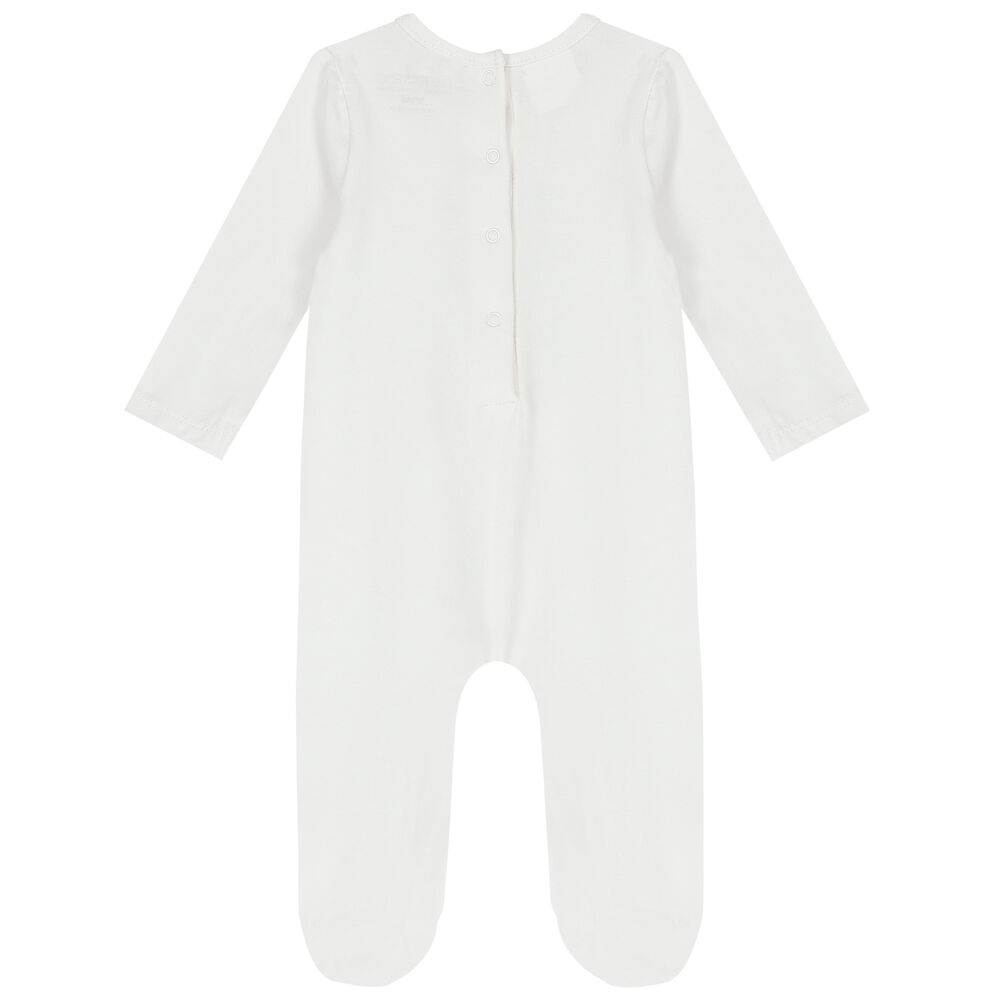Guess White Teddy Bear Logo Babygrow | Junior Couture