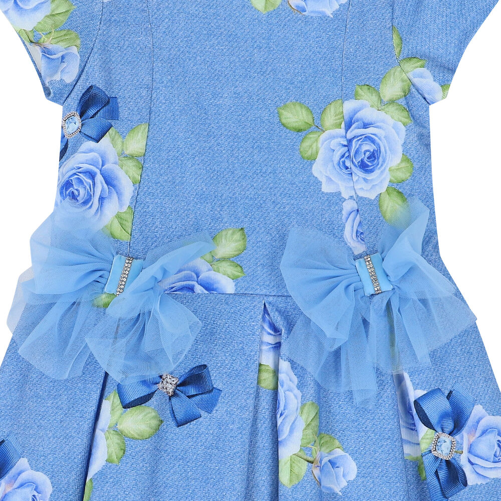 Balloon Chic Girls Blue Floral Dress | Junior Couture