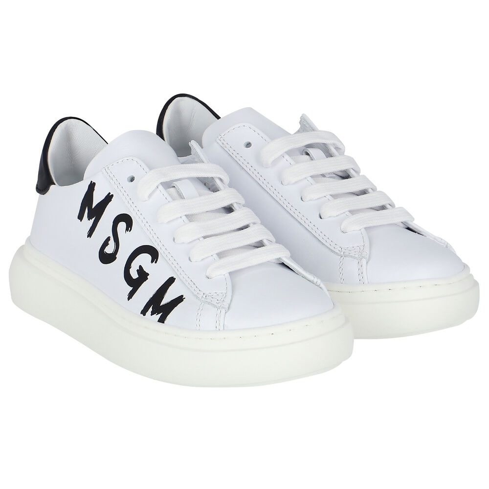 MSGM White Logo Trainers | Junior Couture