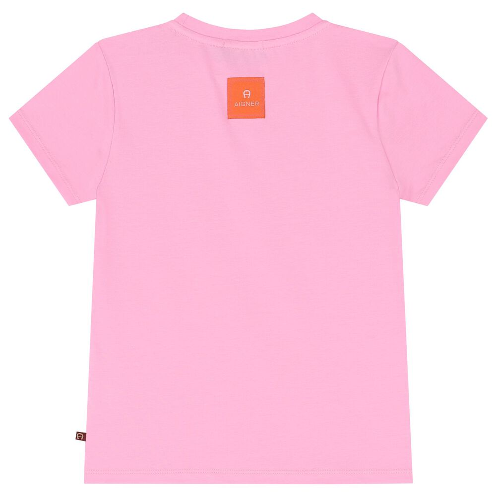 Aigner Girls Pink Logo Hearts T-Shirt | Junior Couture