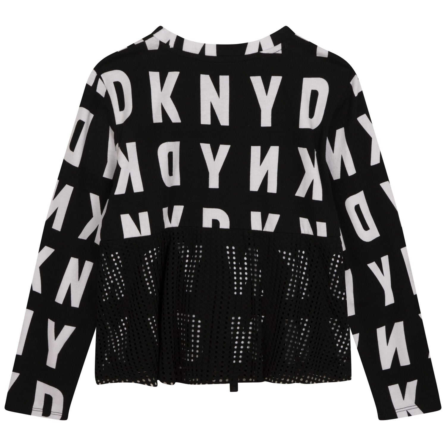 DKNY Girls Black & White Logo Long Sleeve Top | Junior Couture Australia