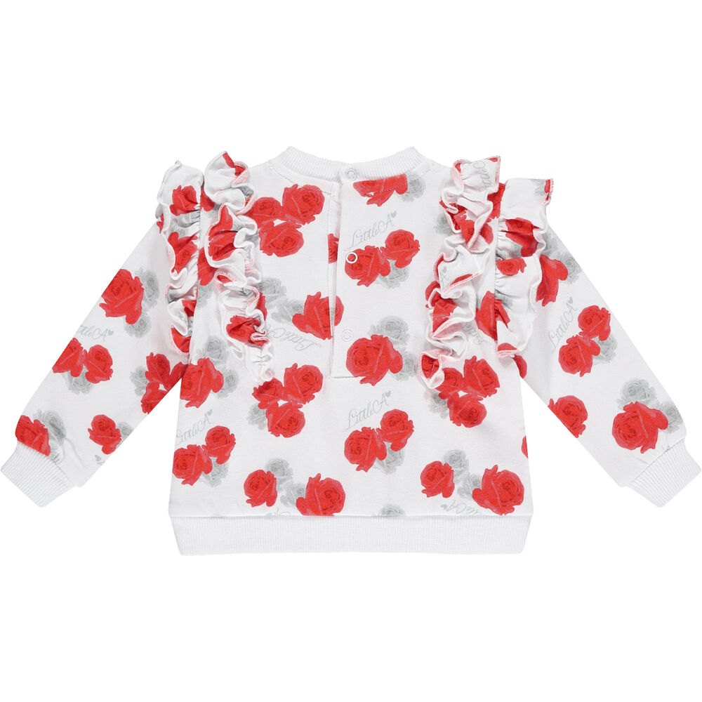 Little A Baby Girls White & Red Roses Tracksuit | Junior Couture