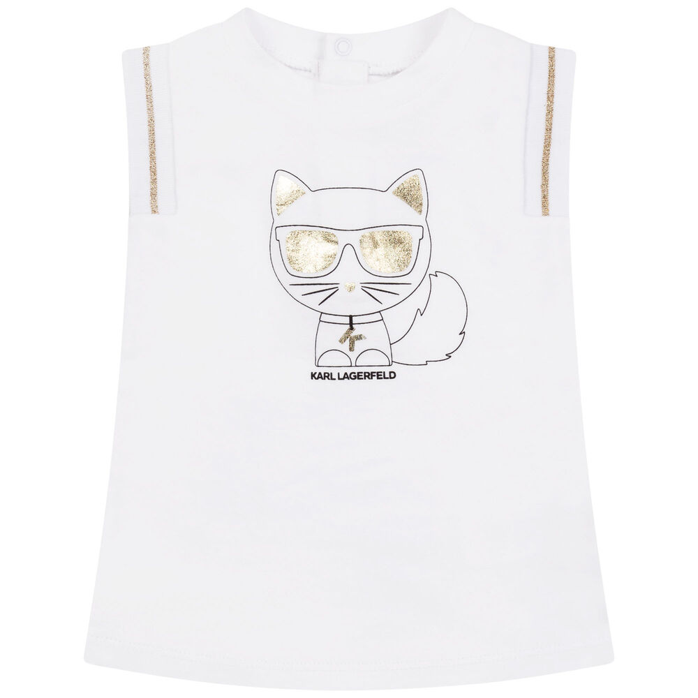 KARL LAGERFELD Baby Girls White Choupette Dress | Junior Couture