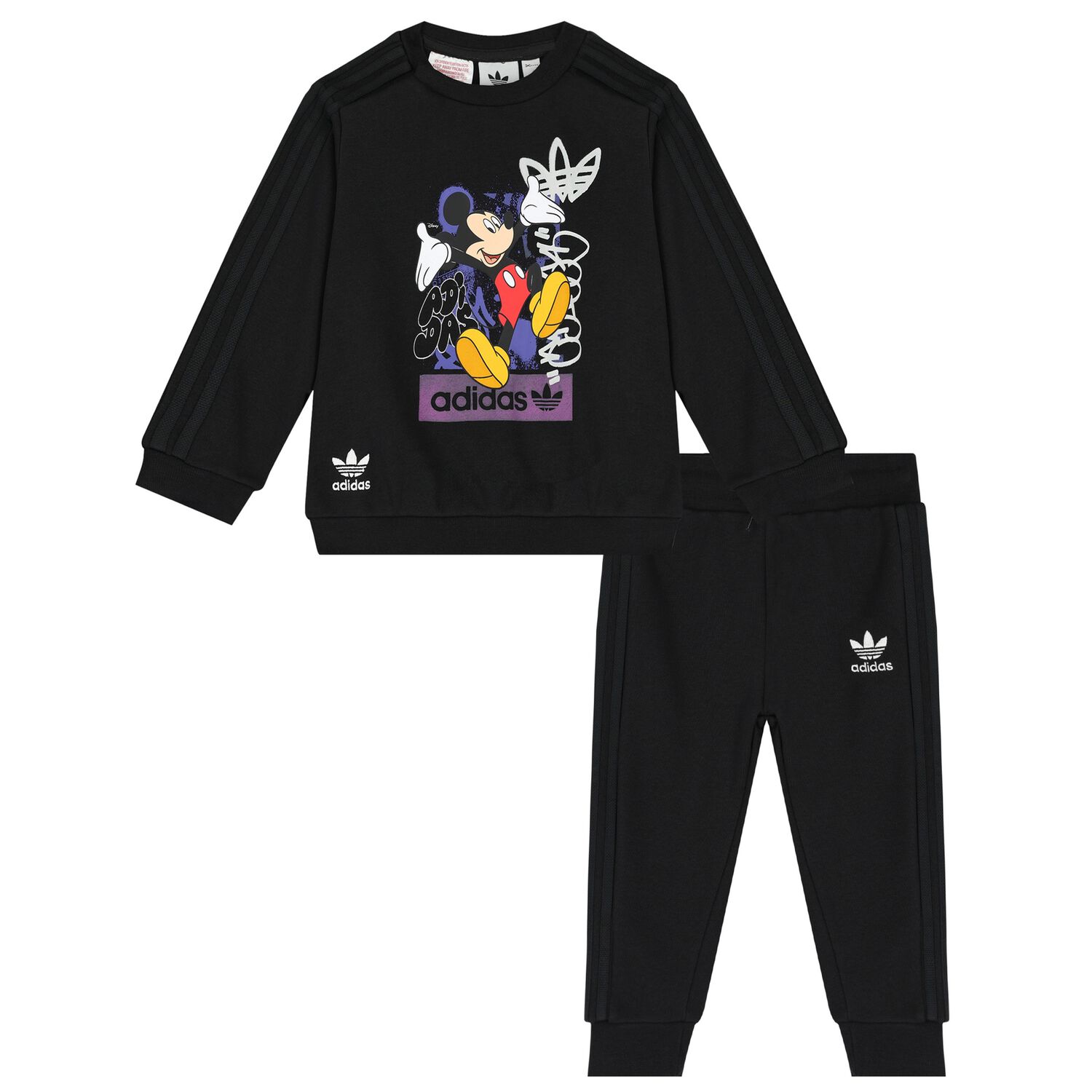 Adidas Kids Black Mickey Mouse Logo Tracksuit | Junior Couture