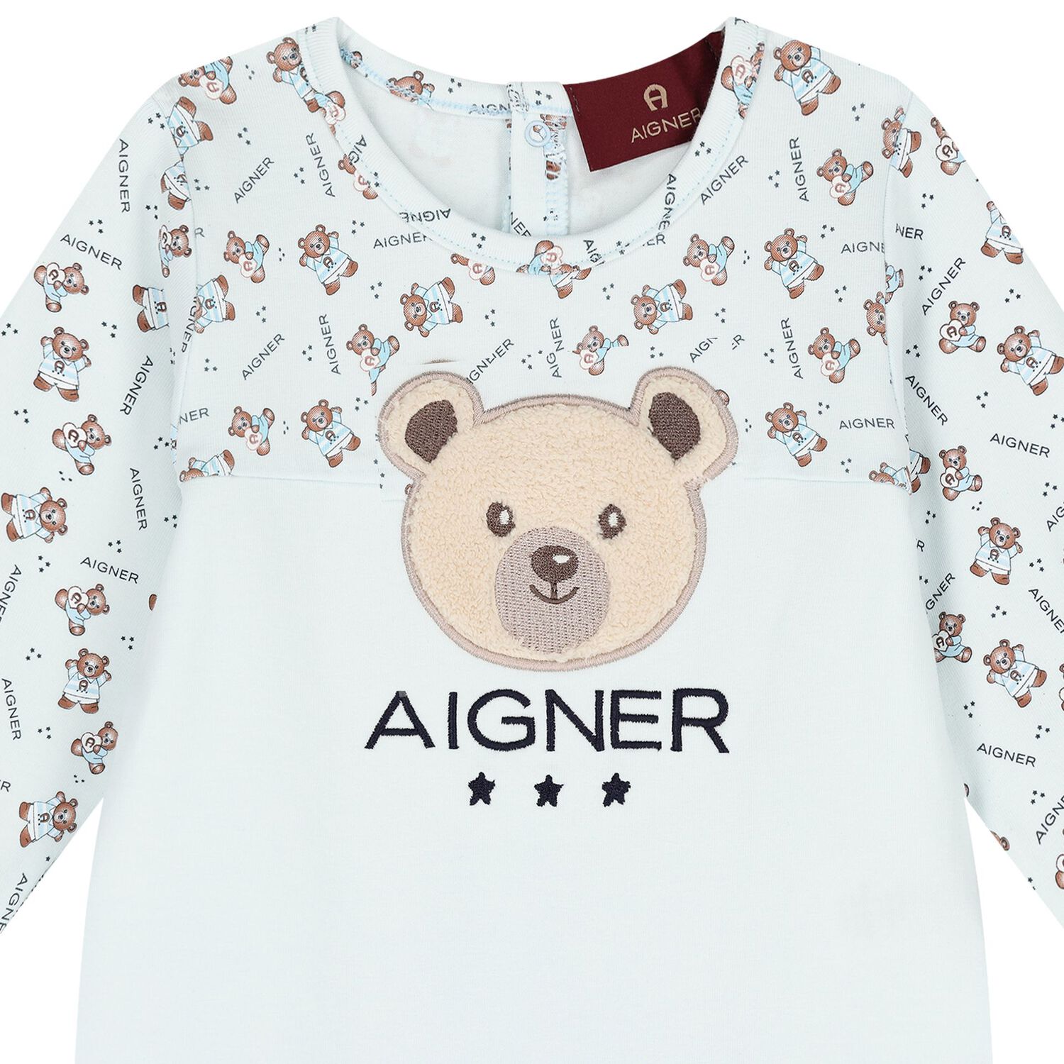 Aigner Baby Boys Blue Teddy Bear Logo Babygrow Set | Junior Couture
