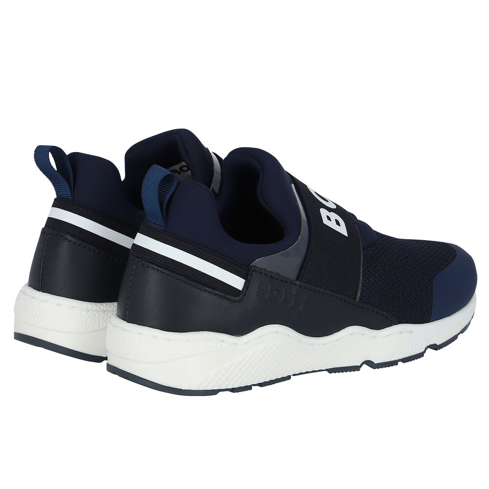 BOSS Boys Navy Logo Trainers | Junior Couture USA