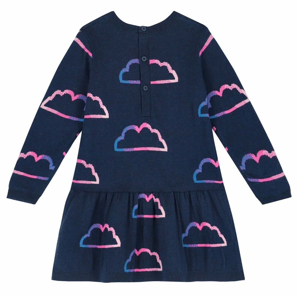 KENZO KIDS Younger Girls Navy Knitted Dress | Junior Couture