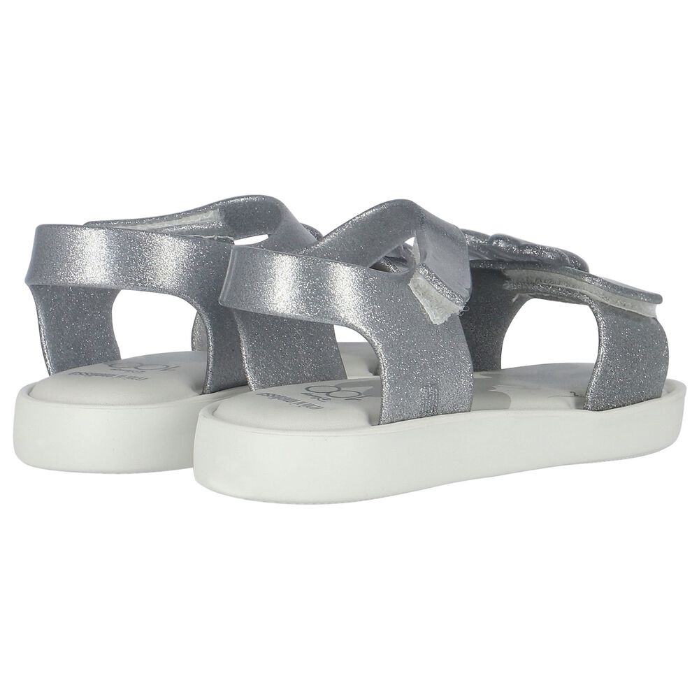 Mini Melissa Younger Girls Ivory & Silver Disney Sandals | Junior Couture