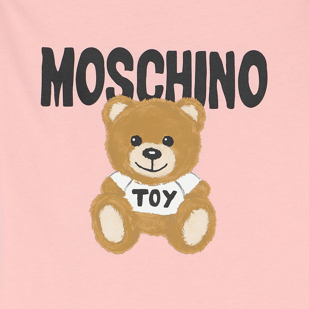 Moschino Pink Teddy Logo T-Shirt | Junior Couture