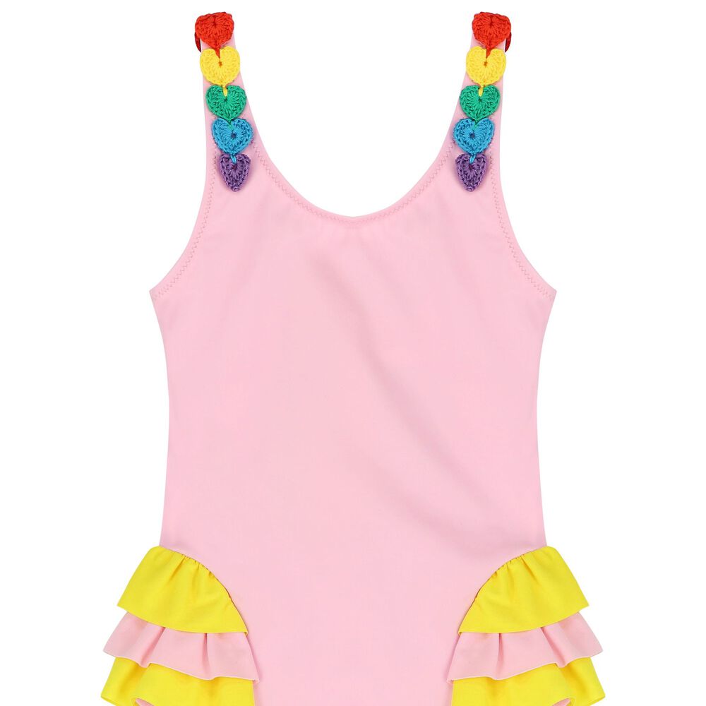 Nessi Byrd Girls Pink Ruffled Swimsuit | Junior Couture
