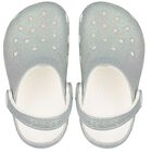 Crocs Girls Silver Iridescent Glitter Classic Clogs Sandals | Junior ...