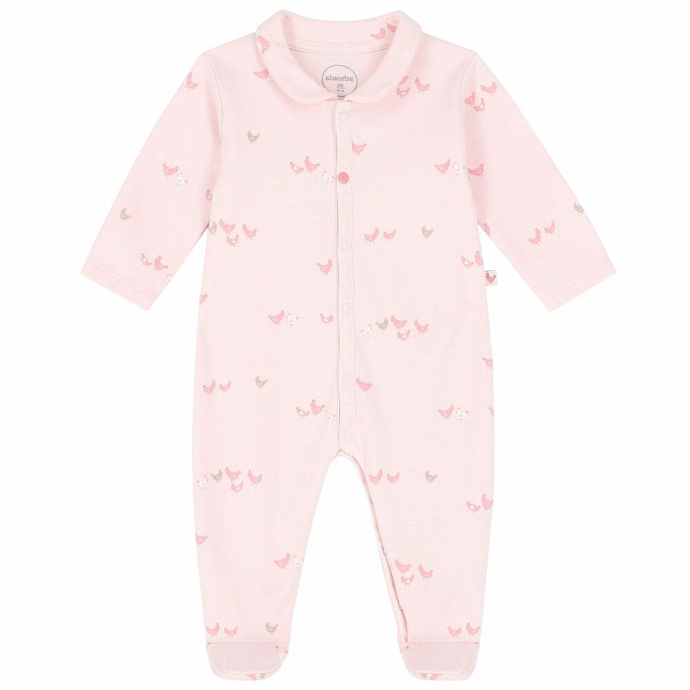 Absorba Baby Girls Pink Chicken Cotton Babygrow | Junior Couture