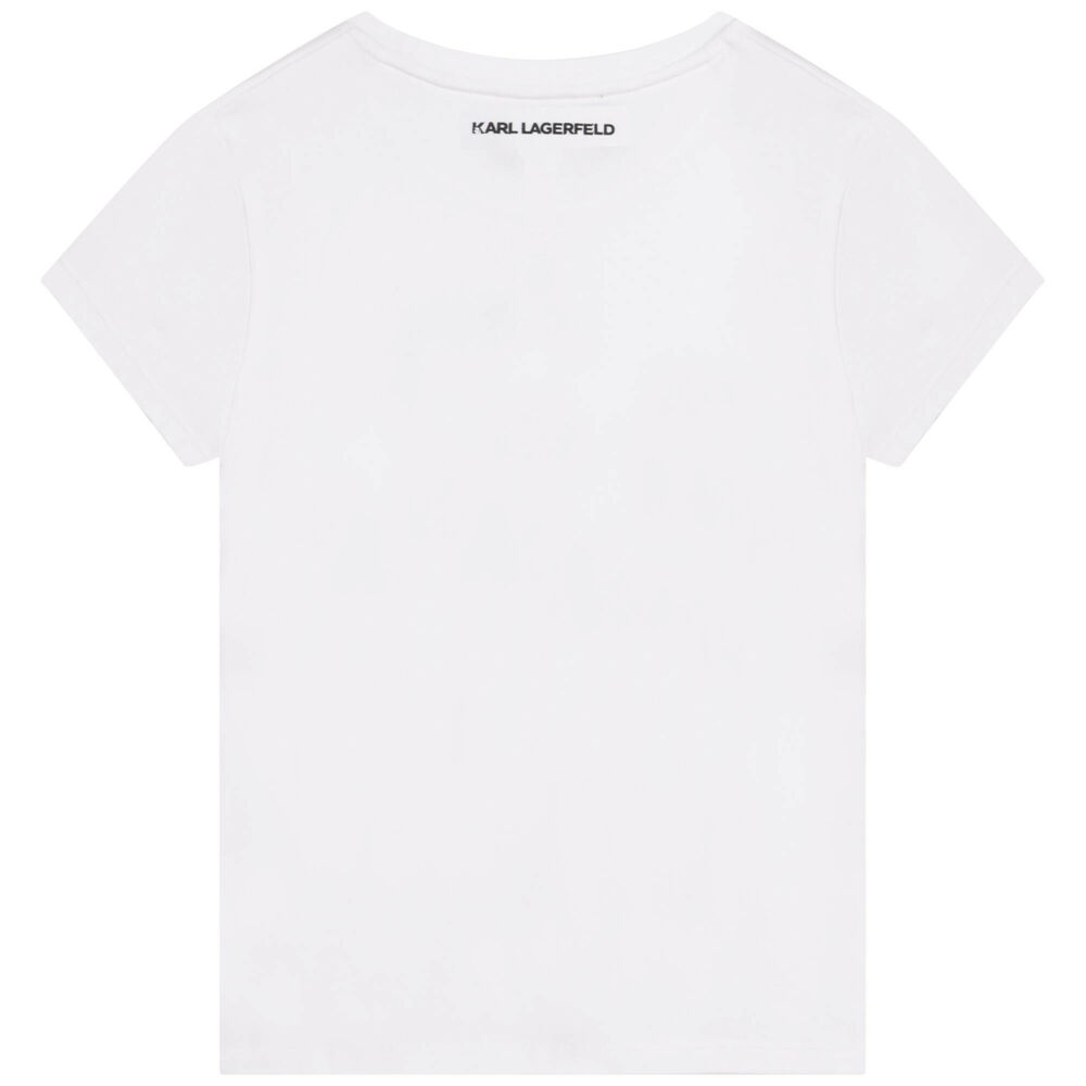 KARL LAGERFELD Girls White Ikonik Karl T-Shirt | Junior Couture