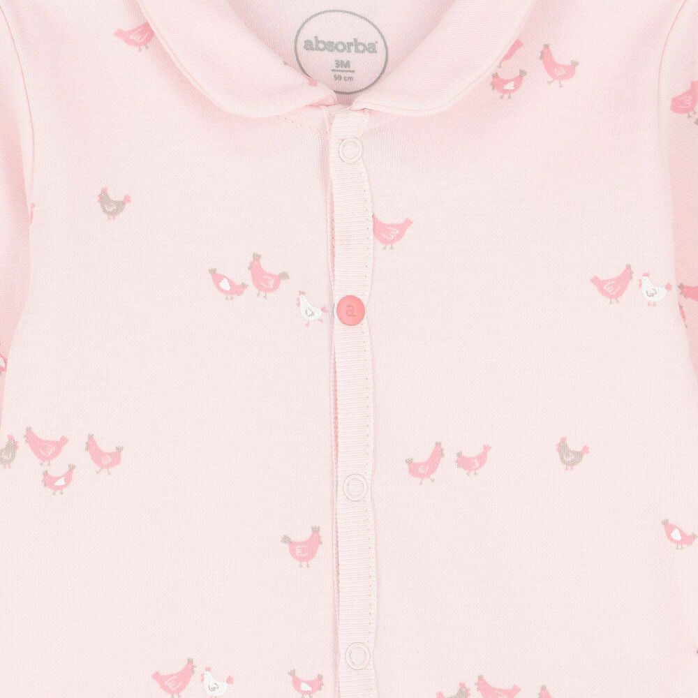 Absorba Baby Girls Pink Chicken Cotton Babygrow | Junior Couture