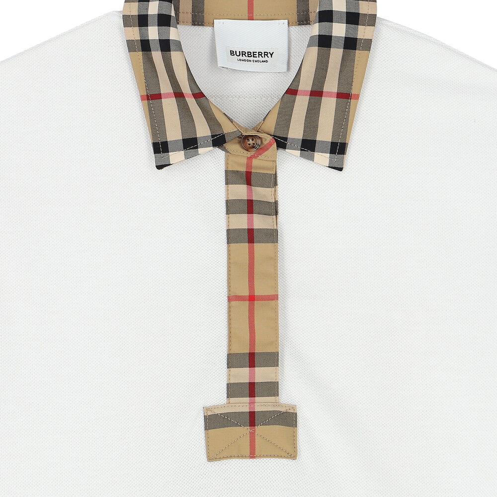 Burberry Girls White Checkered Polo Dress | Junior Couture