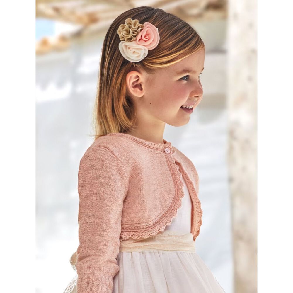Mayoral Girls Pink Bolero Cardigan | Junior Couture