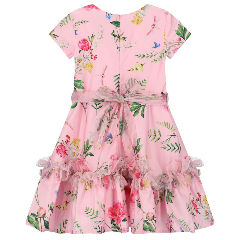 Monnalisa Girls Pink Floral Dress | Junior Couture