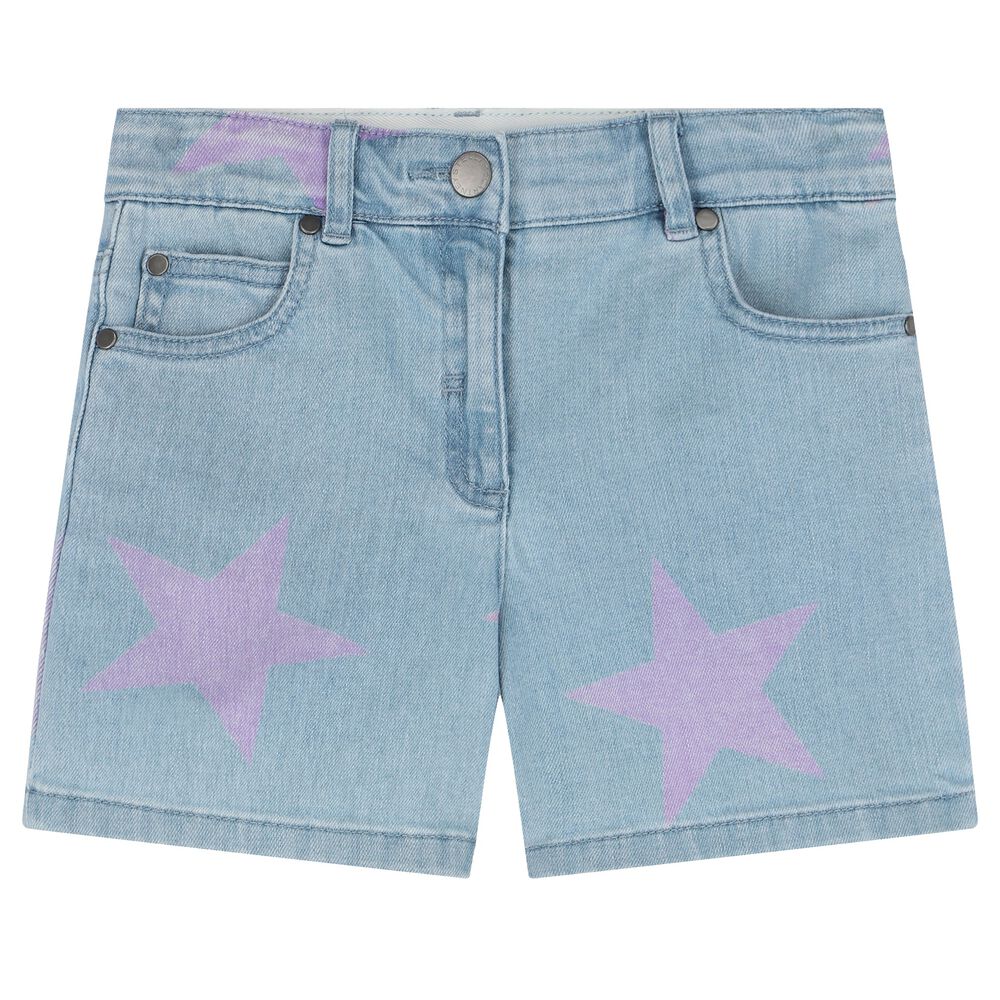 Stella McCartney Girls Blue Denim Star Shorts | Junior Couture