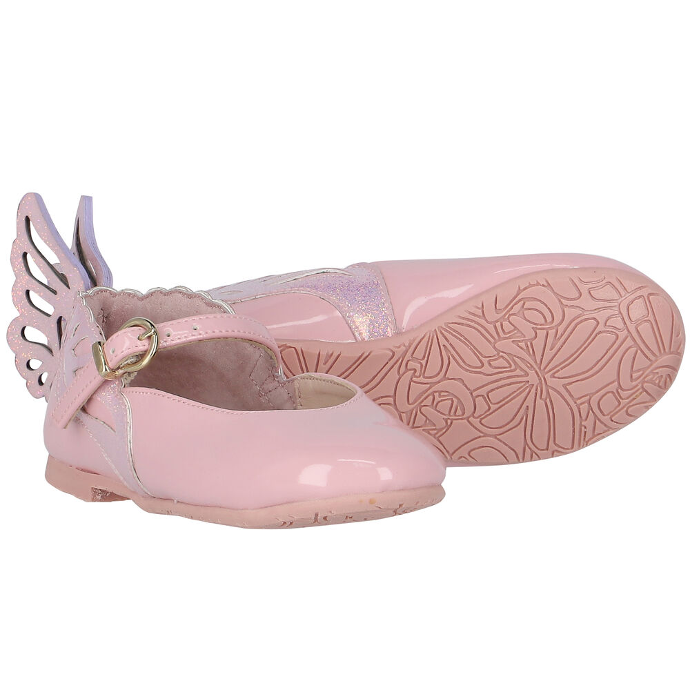 Sophia Webster Mini Girls Pink Butterfly Leather Shoes | Junior Couture