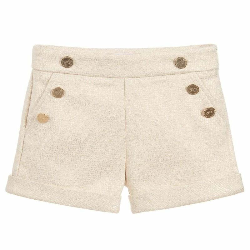 Lili Gaufrette Girls Gold Shorts | JuniorCouture