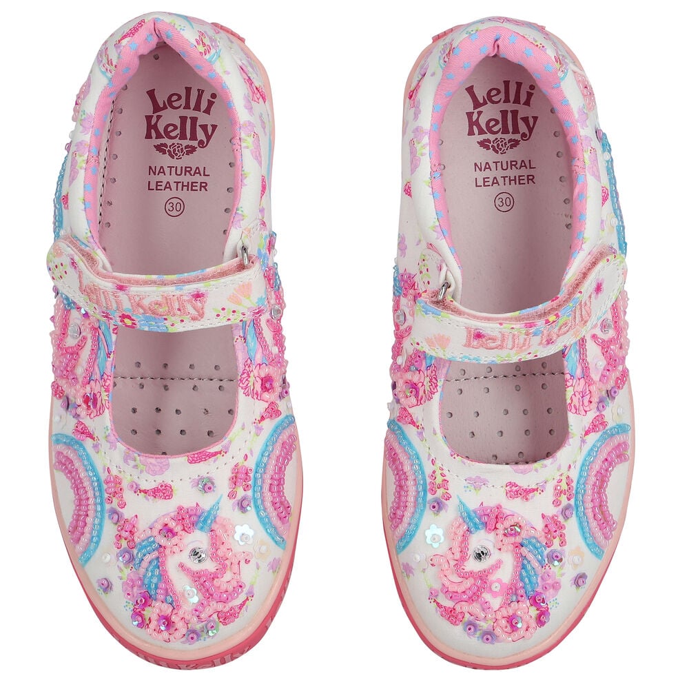 Lelli Kelly Girls Ivory Unicorn Beaded Shoes | Junior Couture Australia