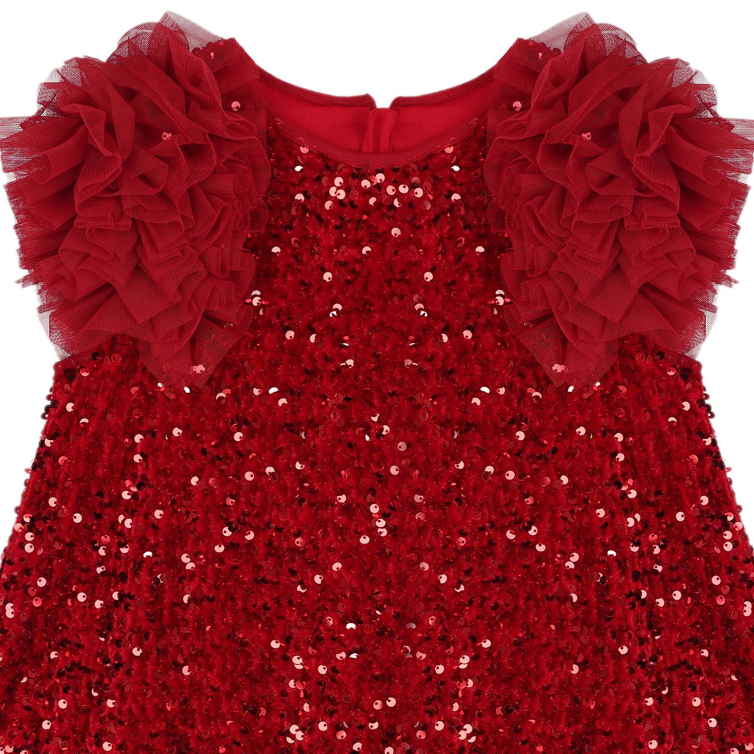 Abel & Lula Girls Red Sequin & Tulle Ruffle Dress | Junior Couture