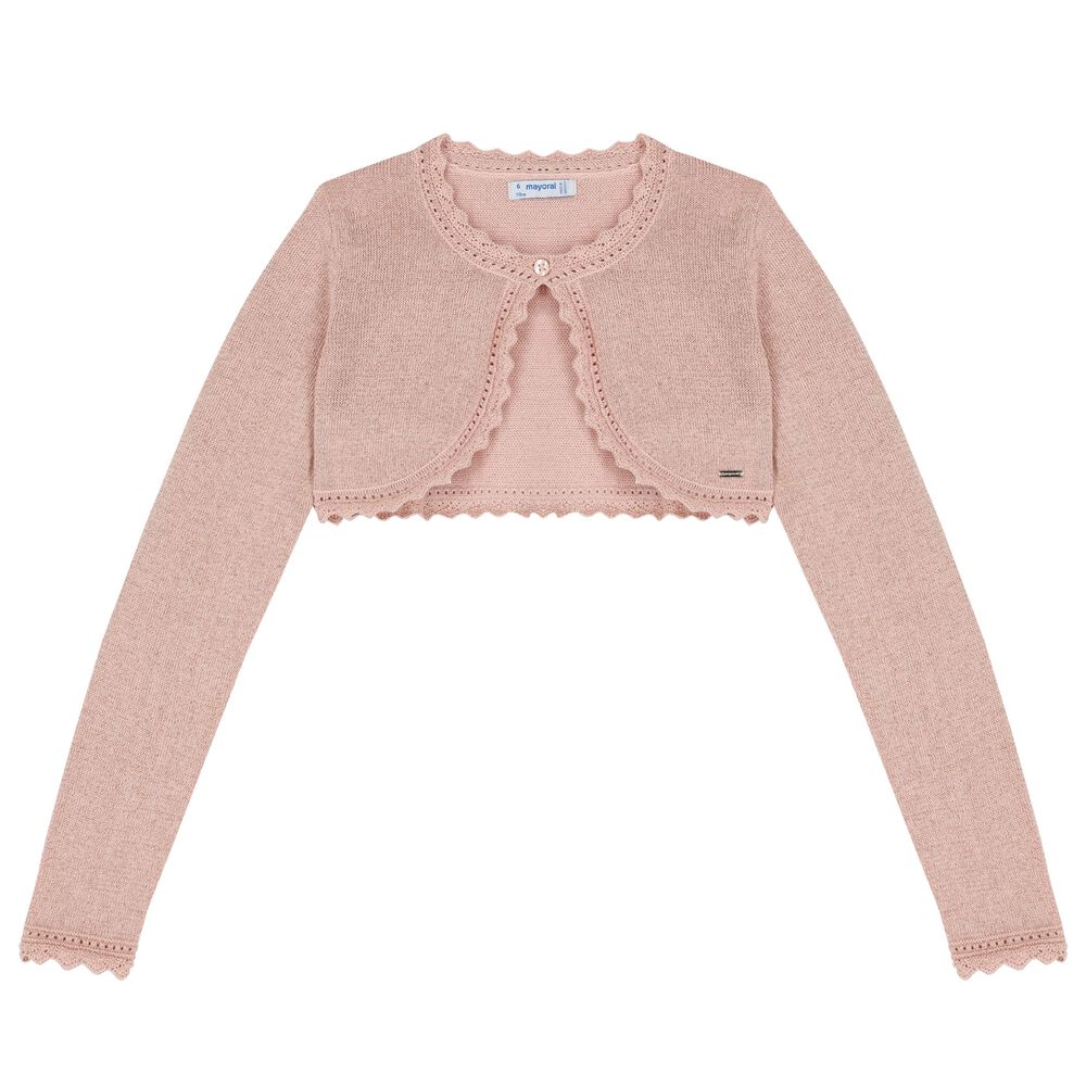 Mayoral Girls Pink Bolero Cardigan | Junior Couture