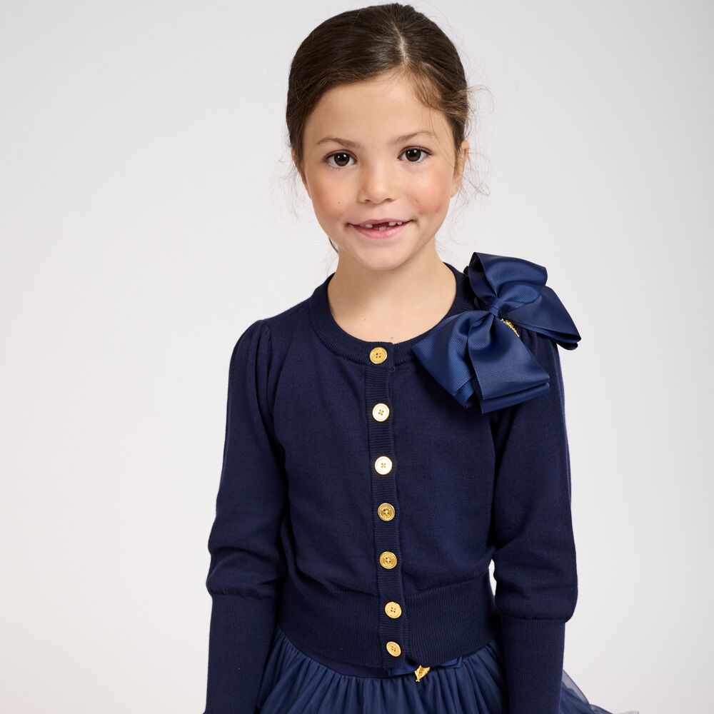 Angel's Face Girls Navy Bow Cardigan | Junior Couture USA